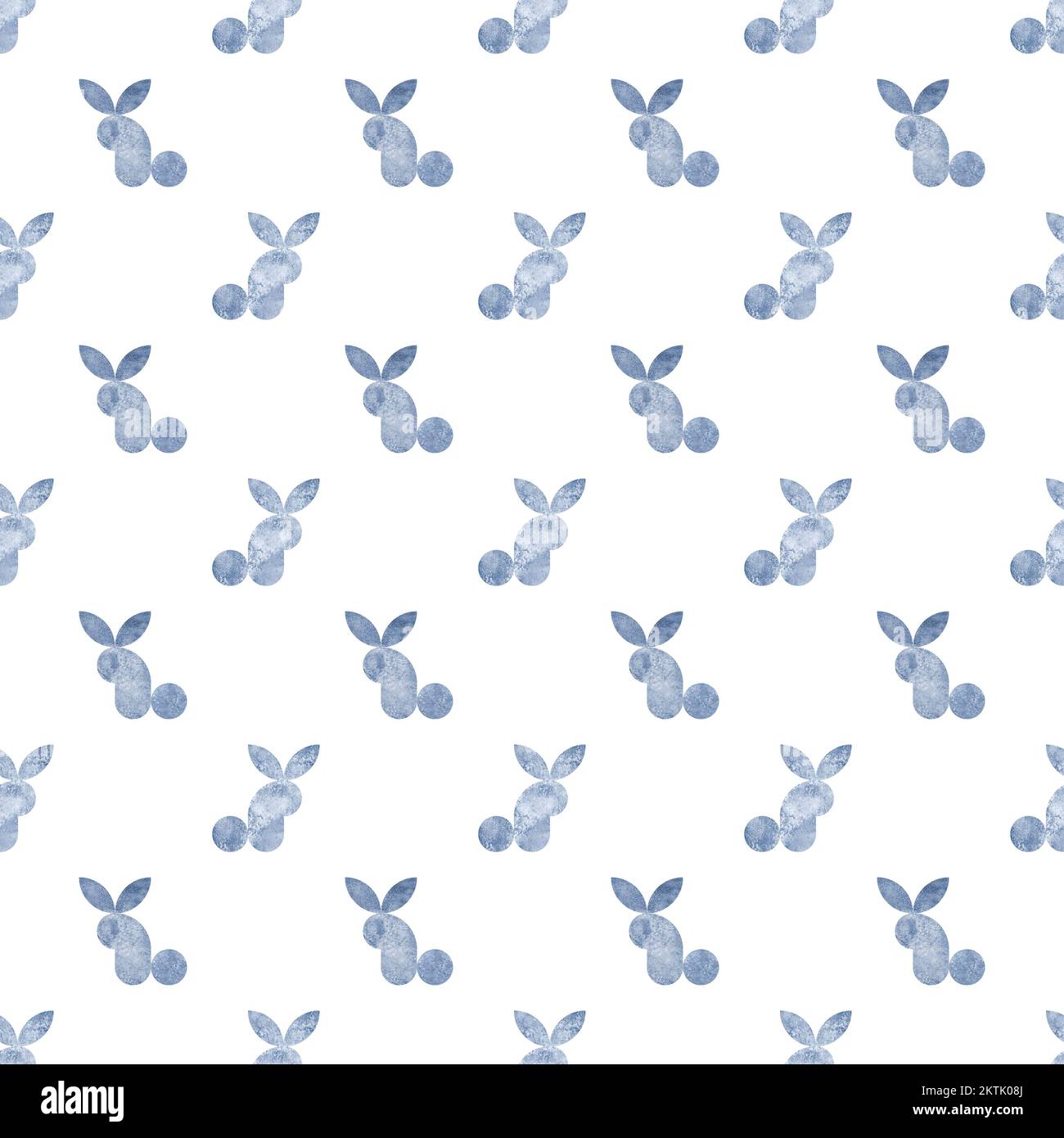 Watercolor navy blue rabbit silhouette seamless pattern on white ...