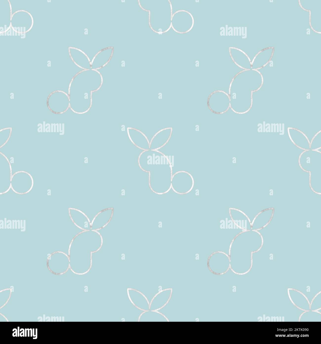 Mint color rabbit silhouette seamless pattern background. Hand drawn ...
