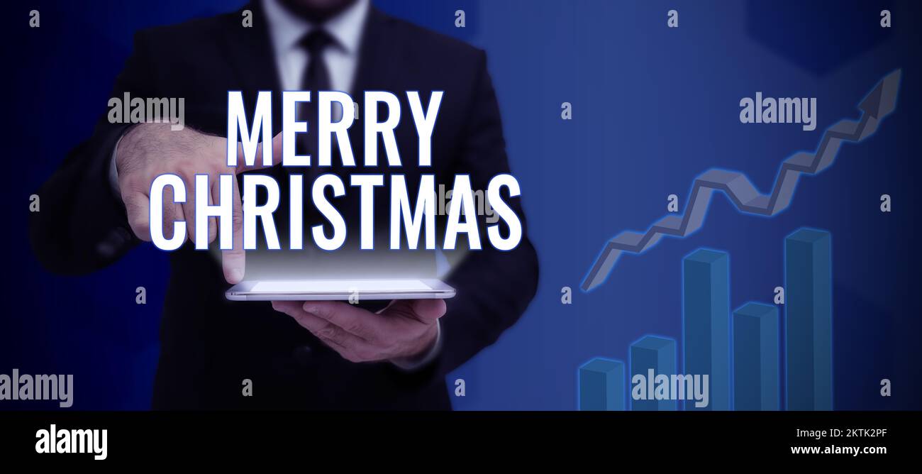 Text sign showing Merry Christmas, Business idea annual tradition to ...
