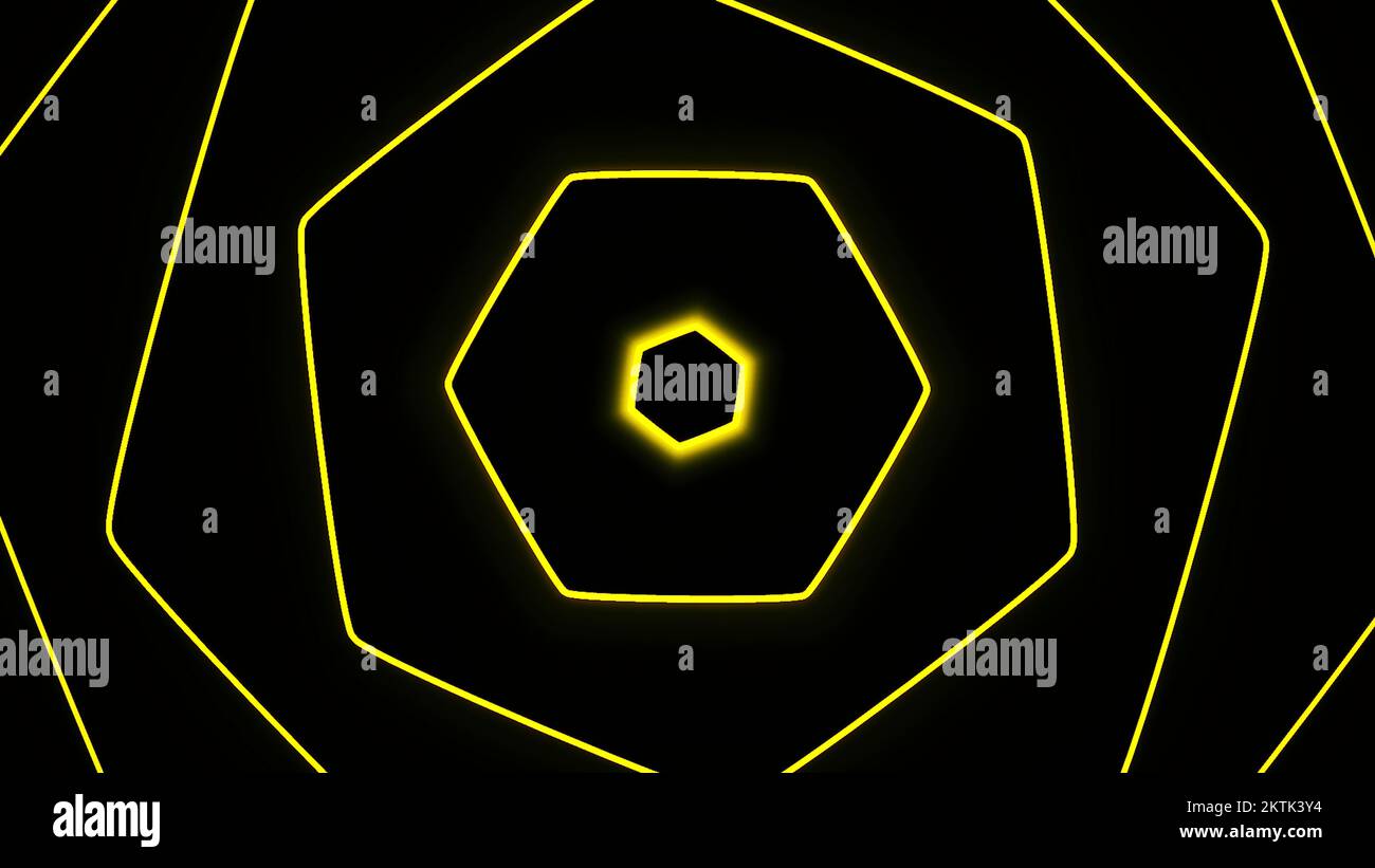 Hypnotic hexagons appearing. Motion. Geometric hexagons appear in waves on black background ...