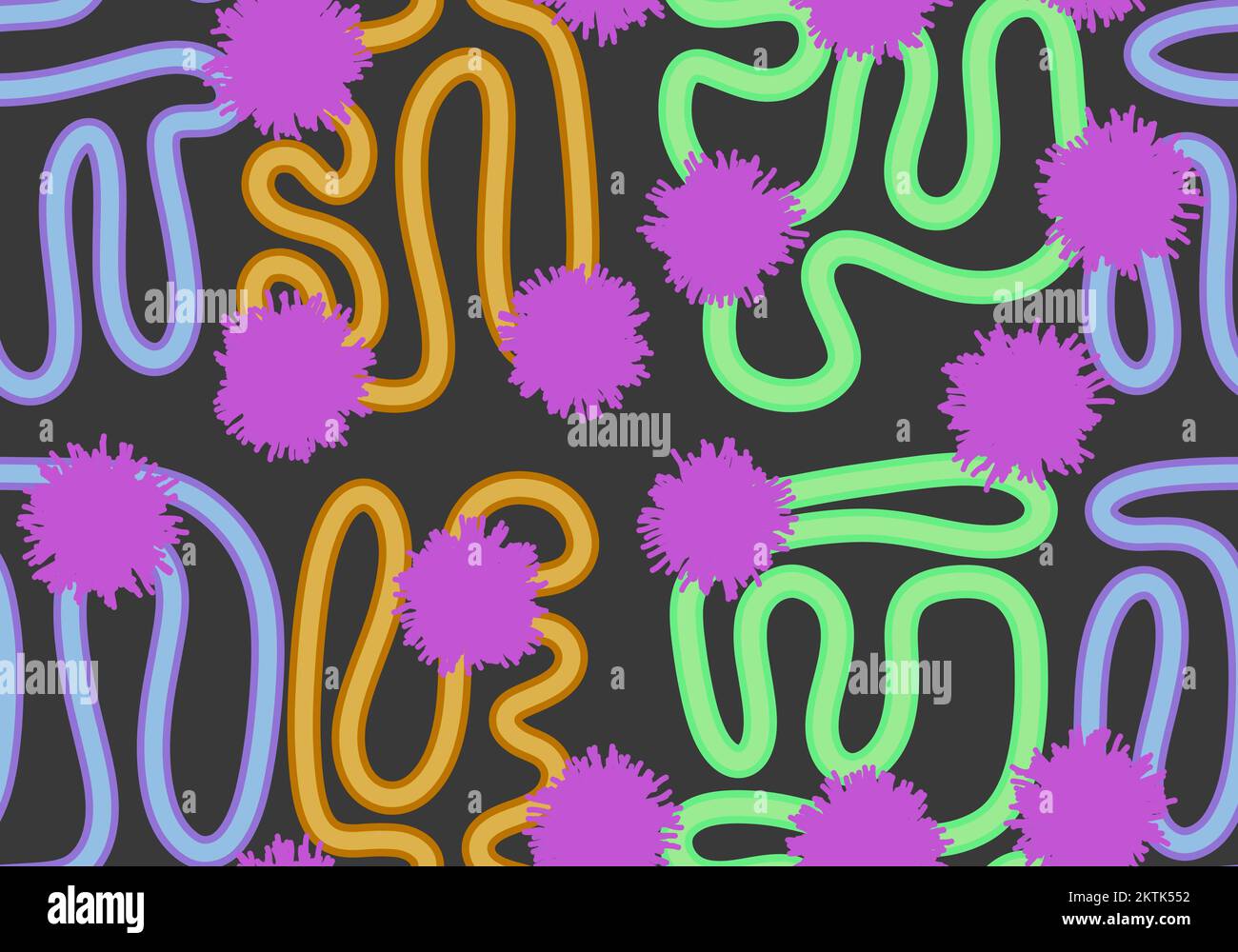 Cartoon ribbons seamless fluffy objects and stickers pattern for ...