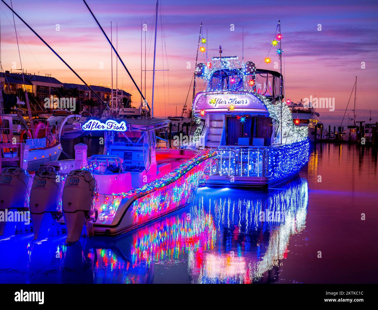 Historic Harbour,illuminated Boats,sunset Key West , Florida USA Stock ...