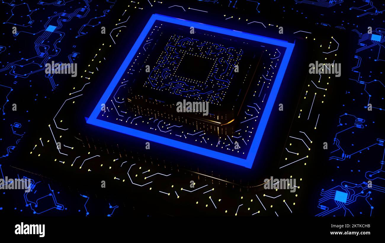 Advanced Technology Concept Design Visualization Of A Microchip Created By Artificial