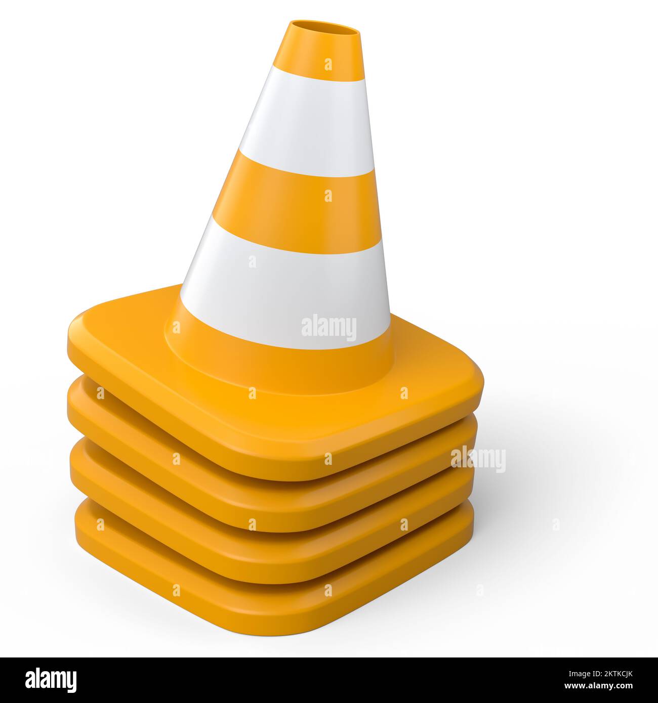Set of traffic cones for under construction road work on white ...