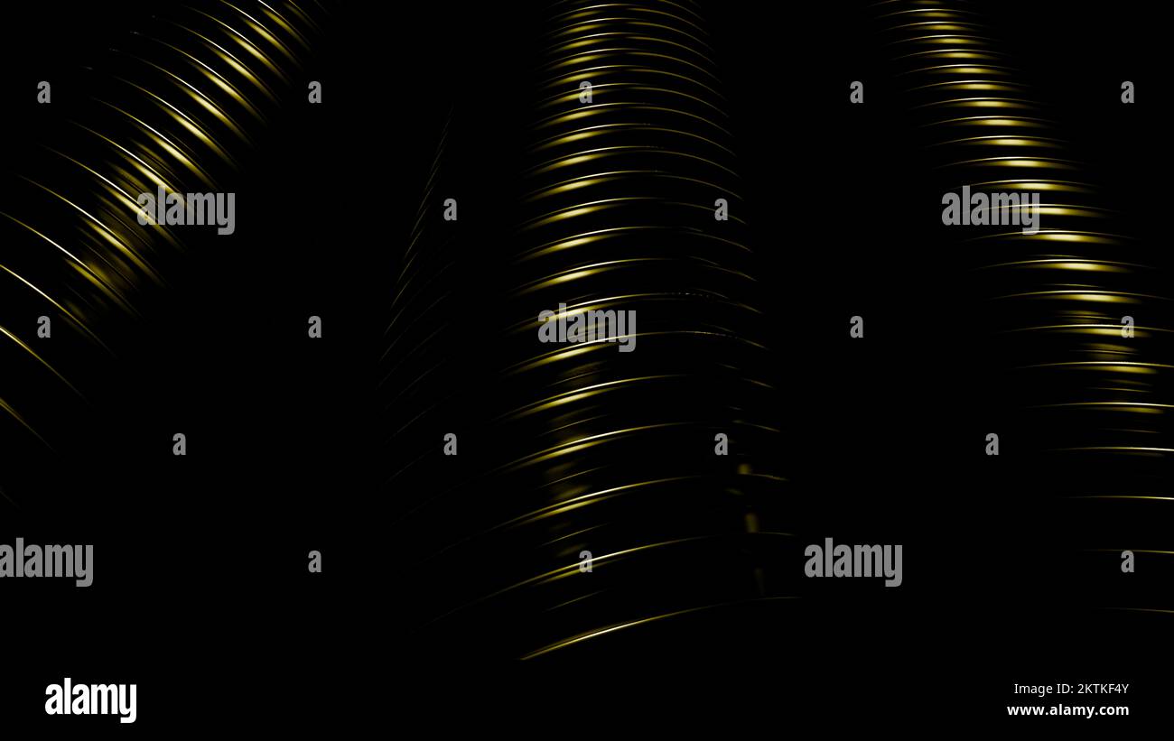 Abstract long three pipes with ribbed surface. Design. Dark industrial ...