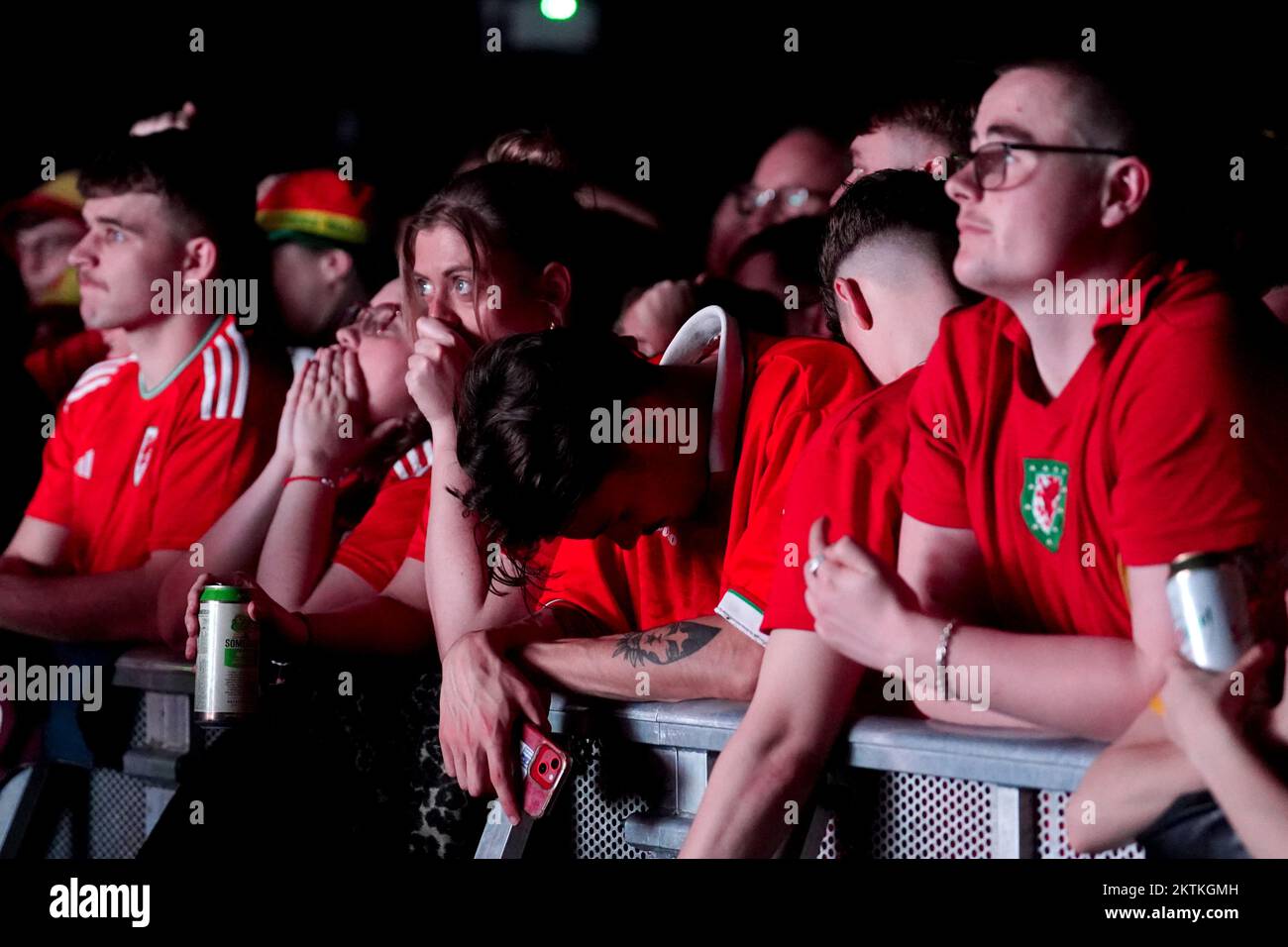 Dejected Wales fans at the 4TheFans Fan Park at The Tramshed, Cardiff ...