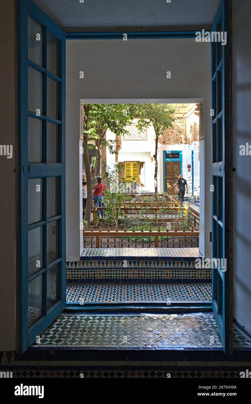 A view through an open window of the Bahia Palace in Marrakech Stock ...