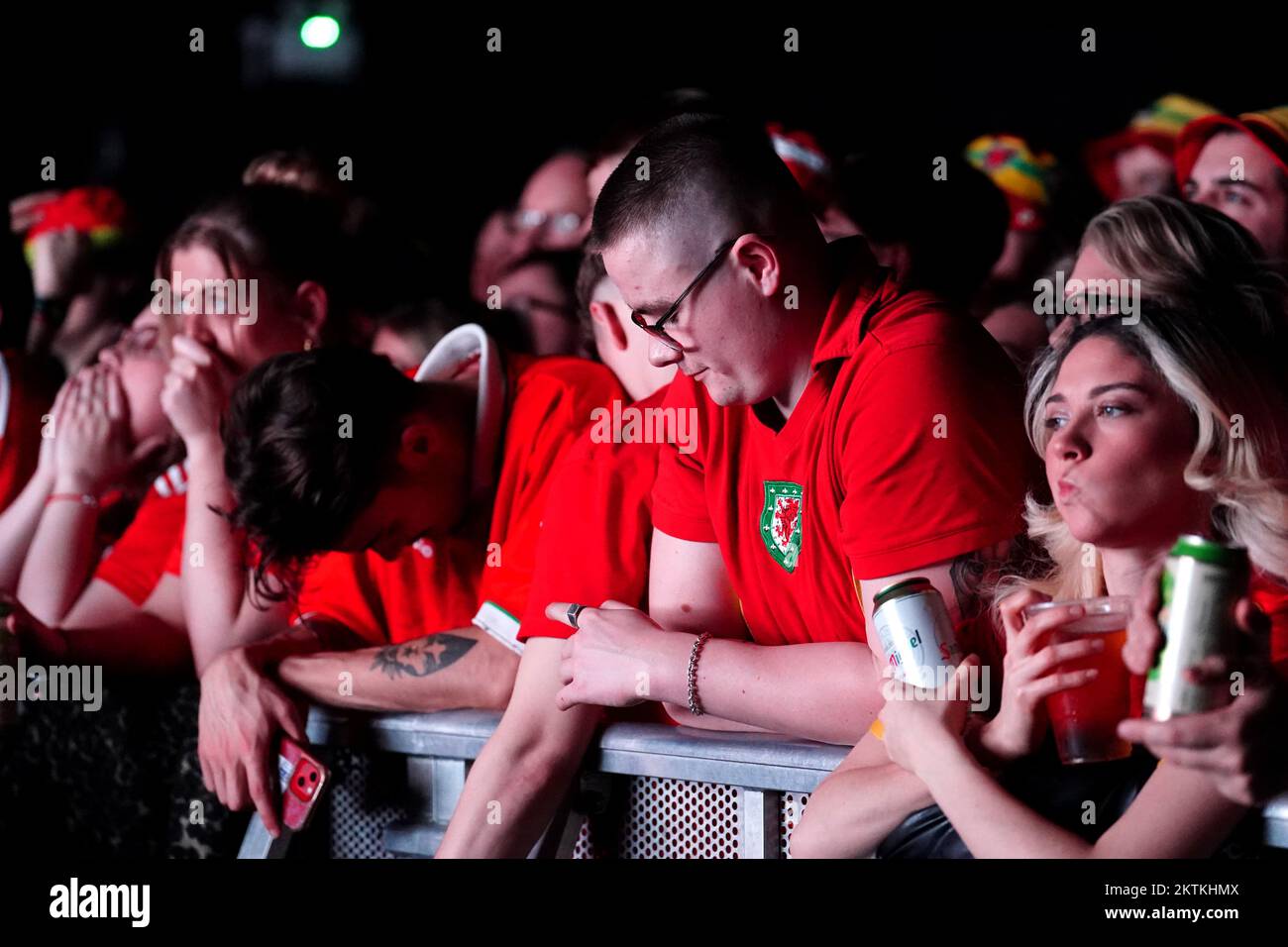 Dejected Wales fans at the 4TheFans Fan Park at The Tramshed, Cardiff ...