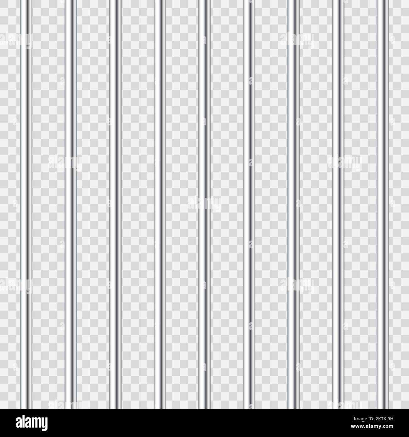Realistic metal prison bars. Detailed jail cage, prison iron fence ...