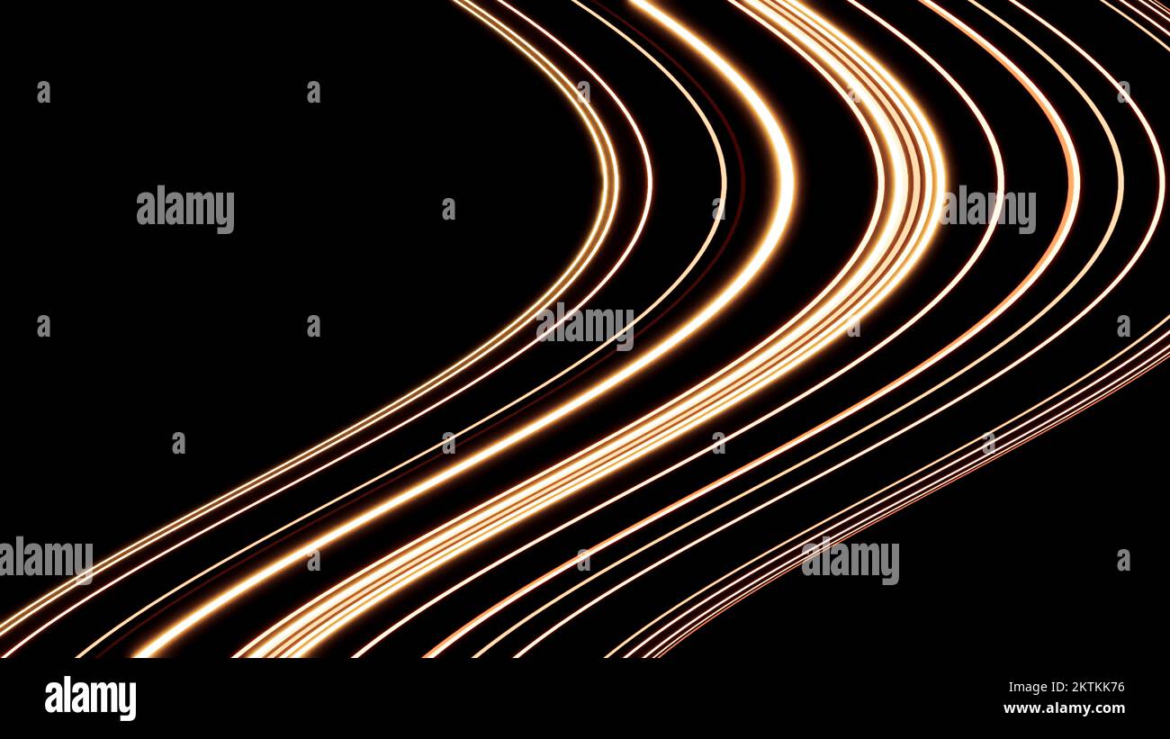 Abstract curving and waving brown lines isolated on a black background ...