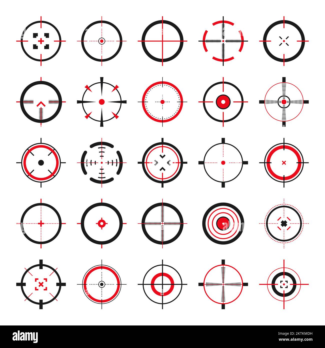 Crosshair, gun sight vector icons. Bullseye, black target or aim symbol ...