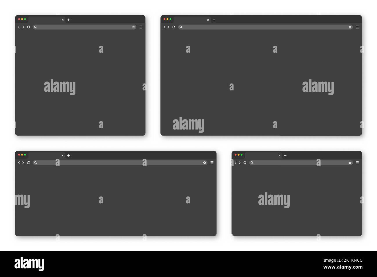 Blank web browser window with tab, toolbar and search field. Modern ...