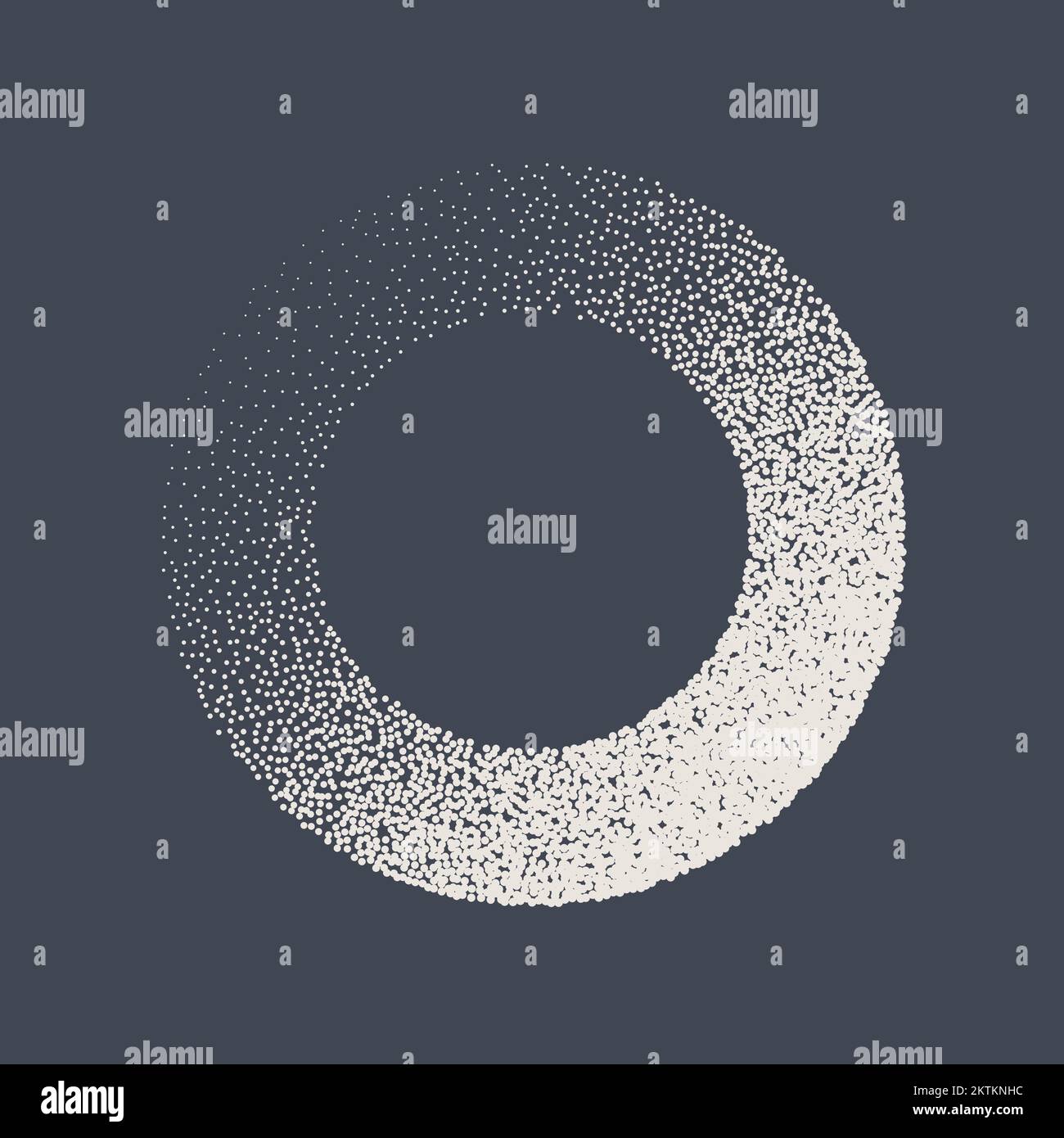 Round shaped dotted object, stipple elements. Fading gradient ...