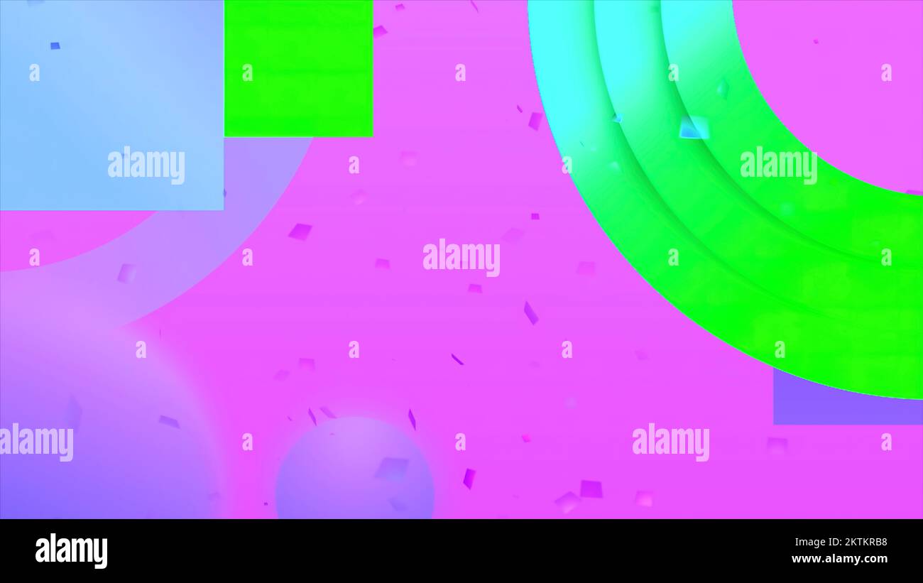 Abstract geometric background with flying particles and moving shapes ...