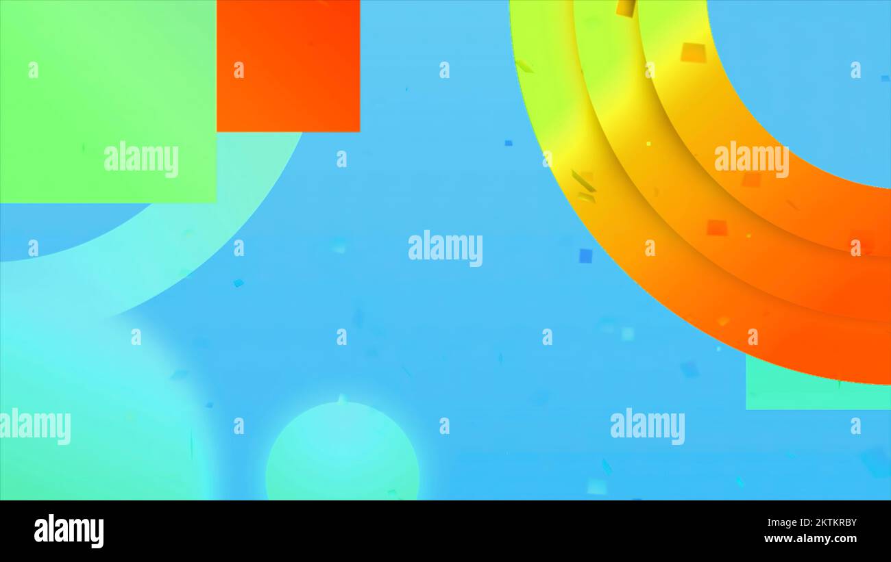 Abstract geometric background with flying particles and moving shapes ...