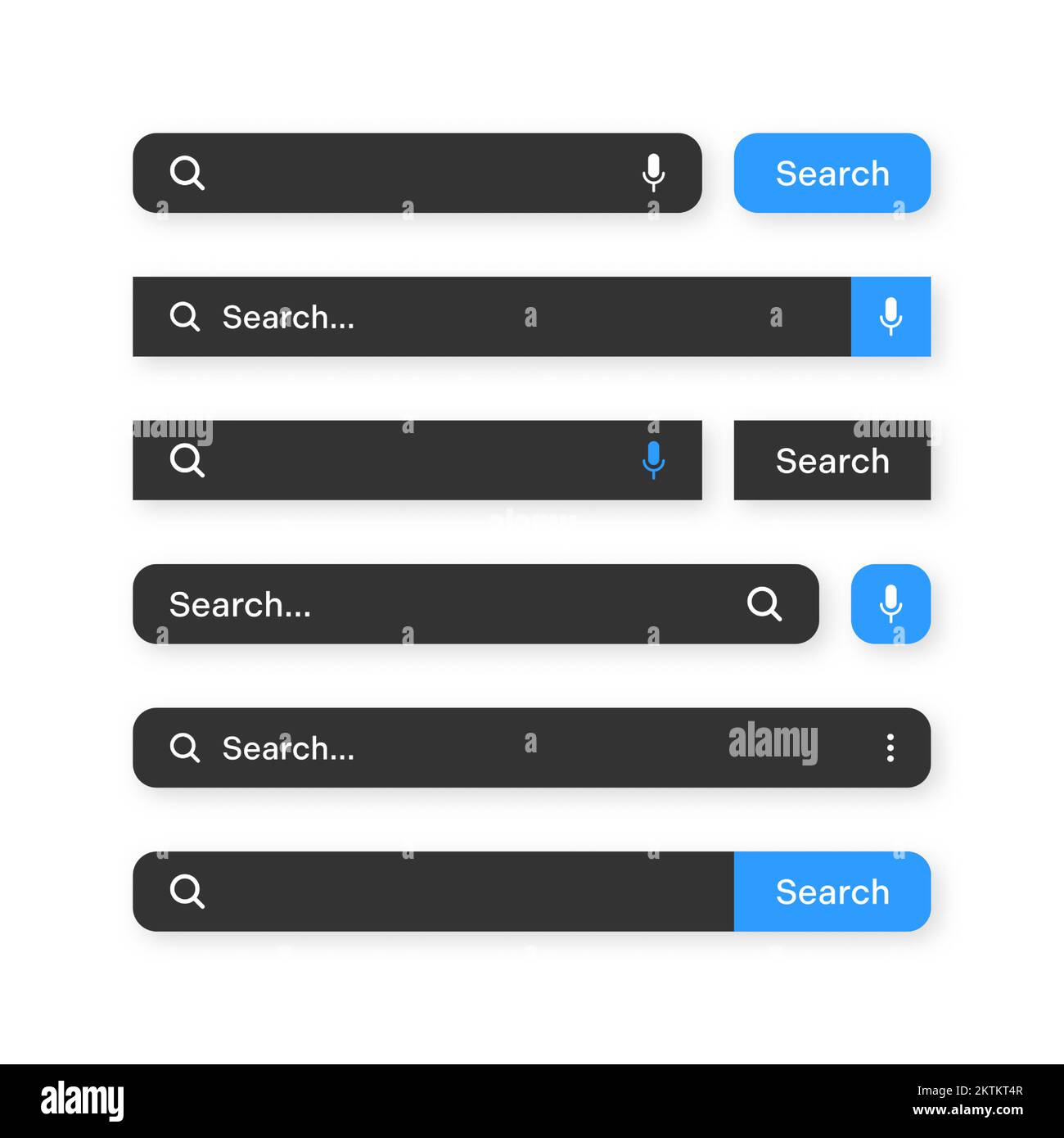 Various search bar templates, dark mode. Internet browser engine with ...