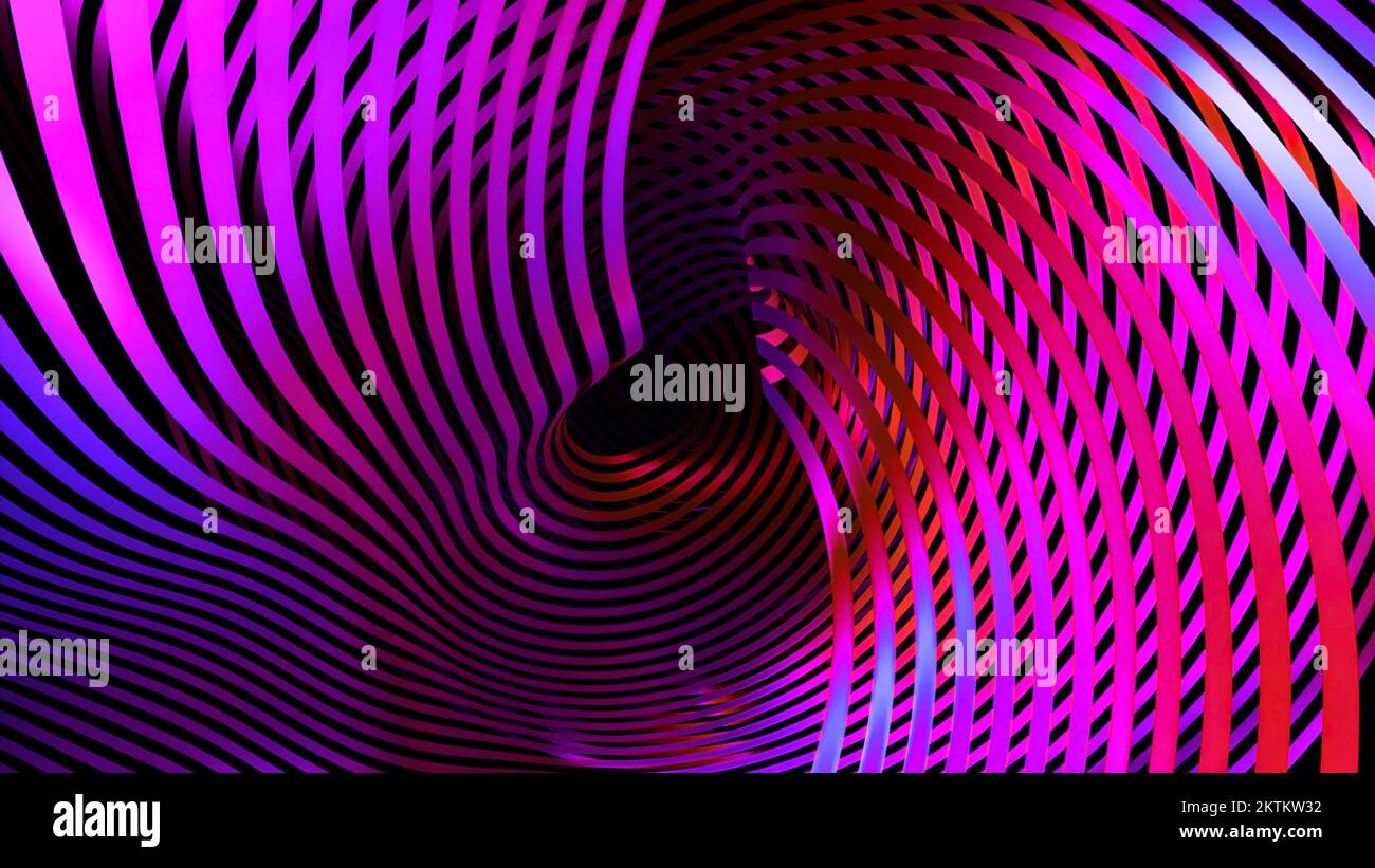 Abstract spiral shaped material of narrow stripes creating bending ...