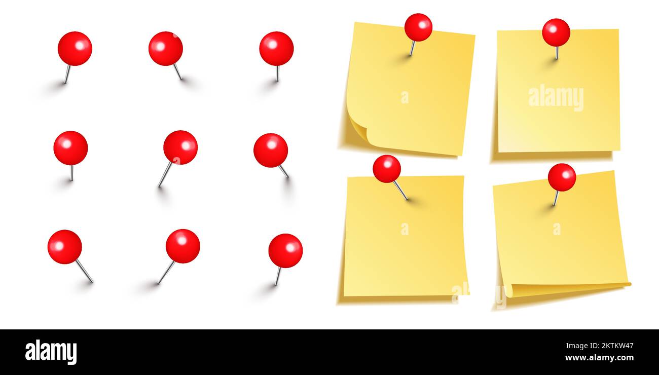 Realistic blank sticky notes isolated on white background. Yellow ...