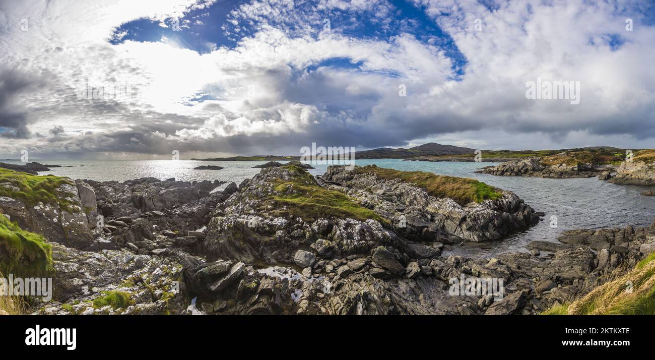 Panorama picture of rough coast line in Ireland during daytime Stock ...