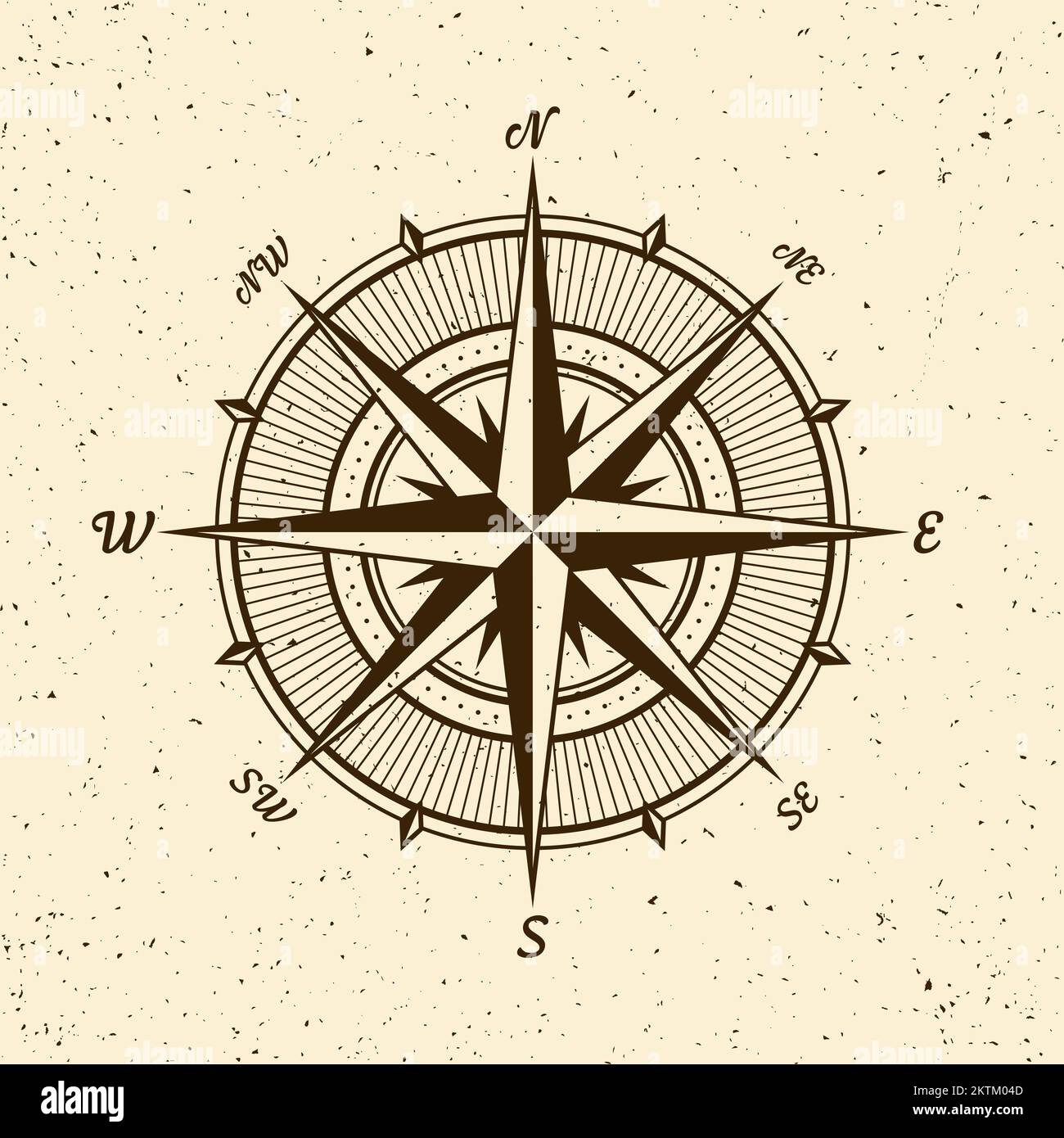 Vintage marine wind rose, nautical chart. Monochrome navigational ...