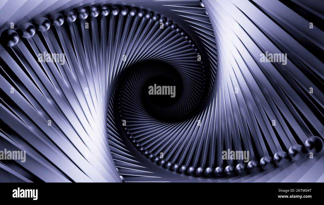 Abstract hypnotic metal spinning vortex. Design. Optical illusion of ...