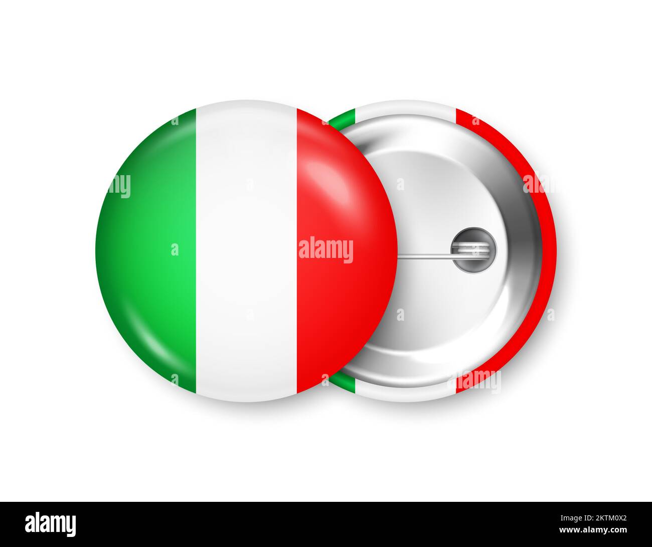 Realistic button badge with printed Italian flag. Souvenir from Italy ...