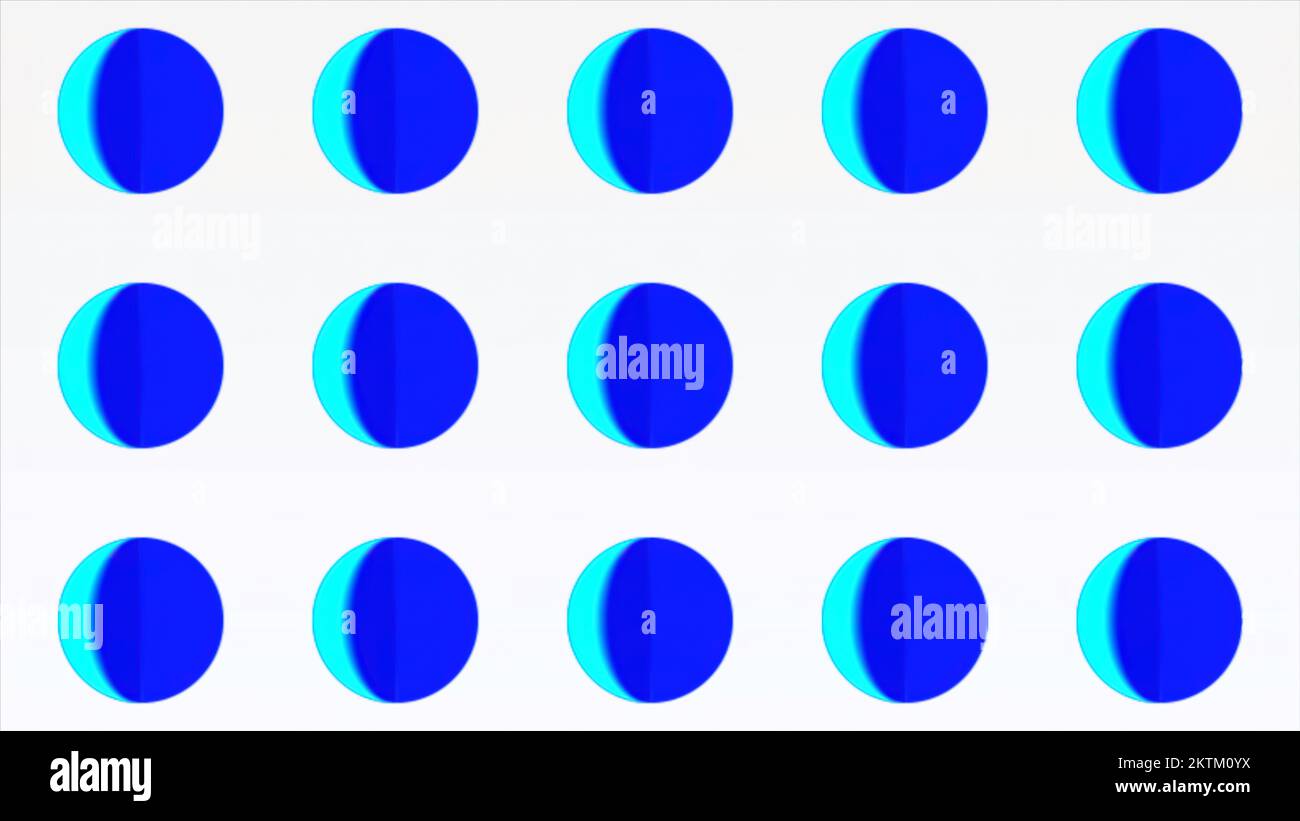 Rows of small circular icons changing colors. Motion. Dynamic pattern with rows of circles ...