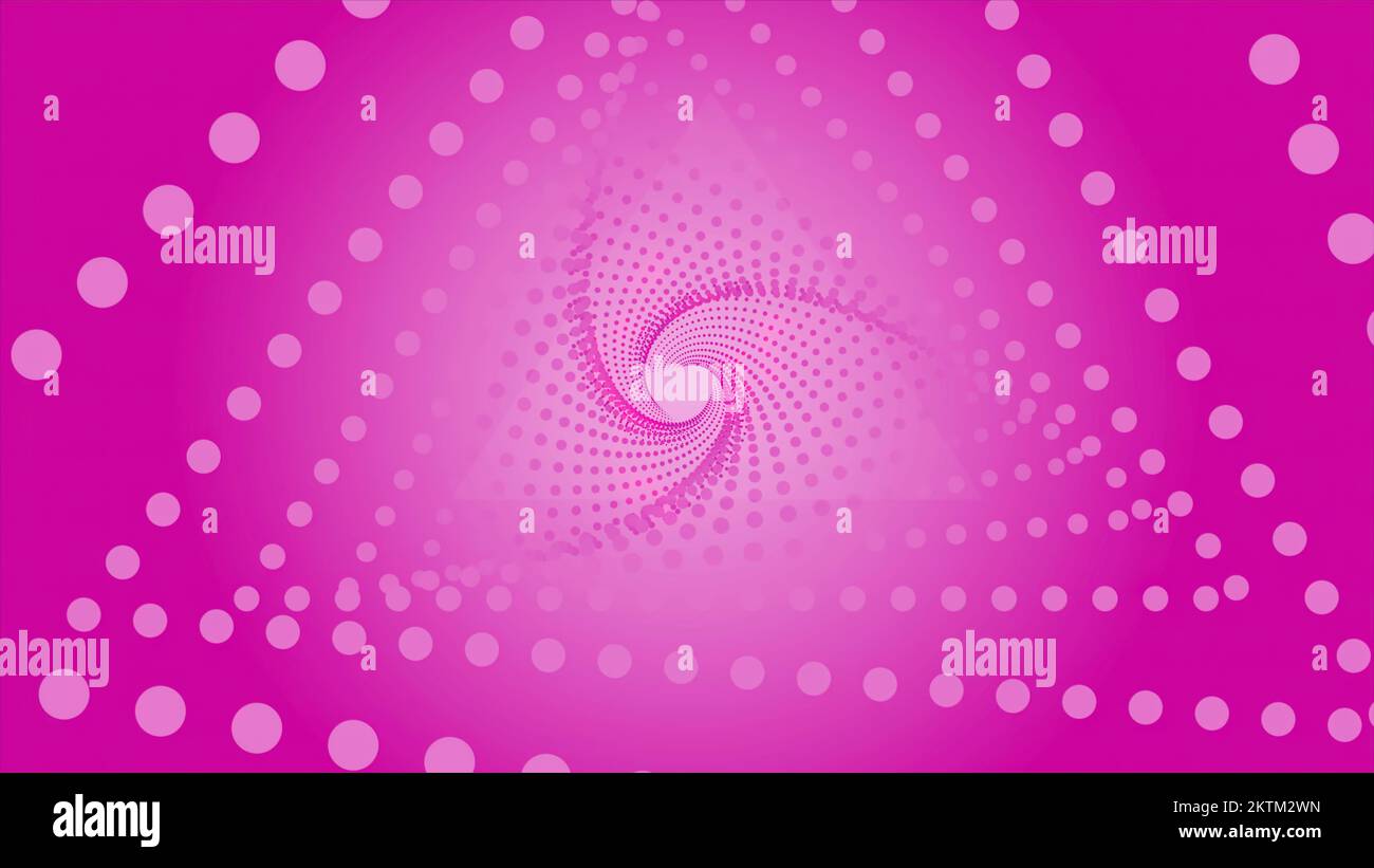 Abstract flight inside tunnel of dotted triangles. Motion. Optical ...