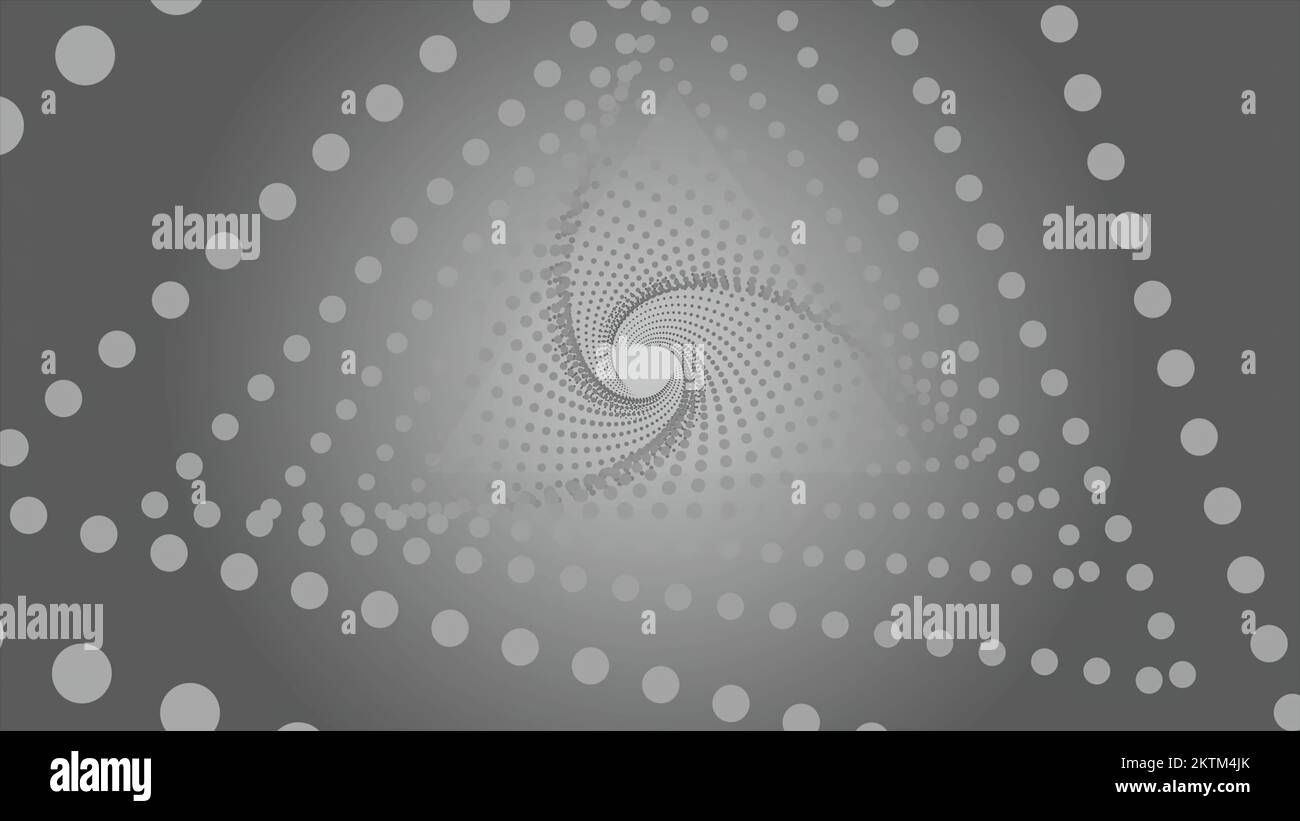 Abstract flight inside tunnel of dotted triangles. Motion. Optical ...