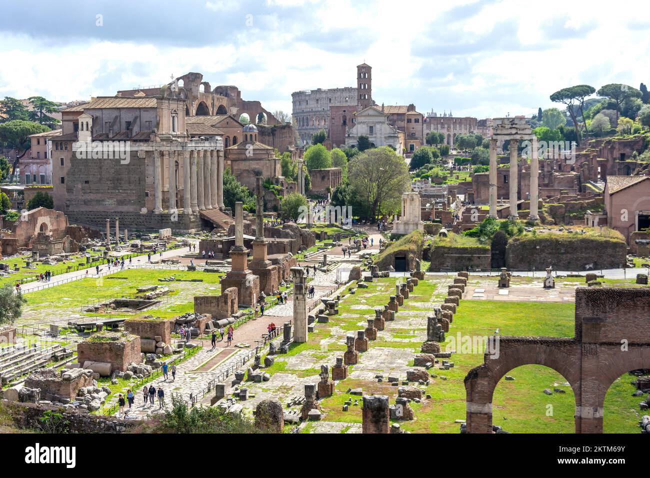 The Roman Forum (Foro Romano) ruins from Via Monte Tarpeo, Central Rome ...