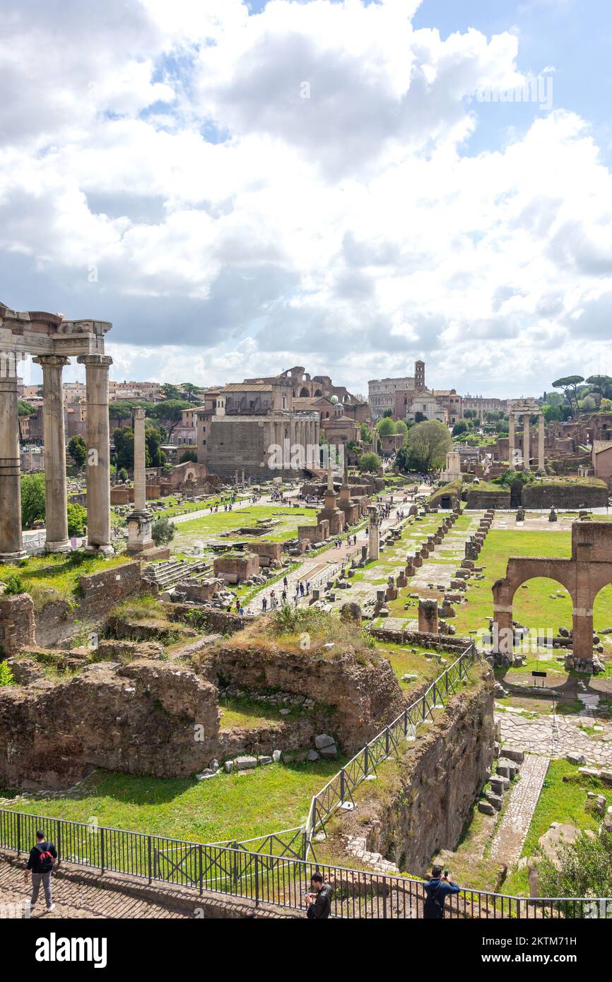 The Roman Forum (Foro Romano) ruins from Via Monte Tarpeo, Central Rome ...