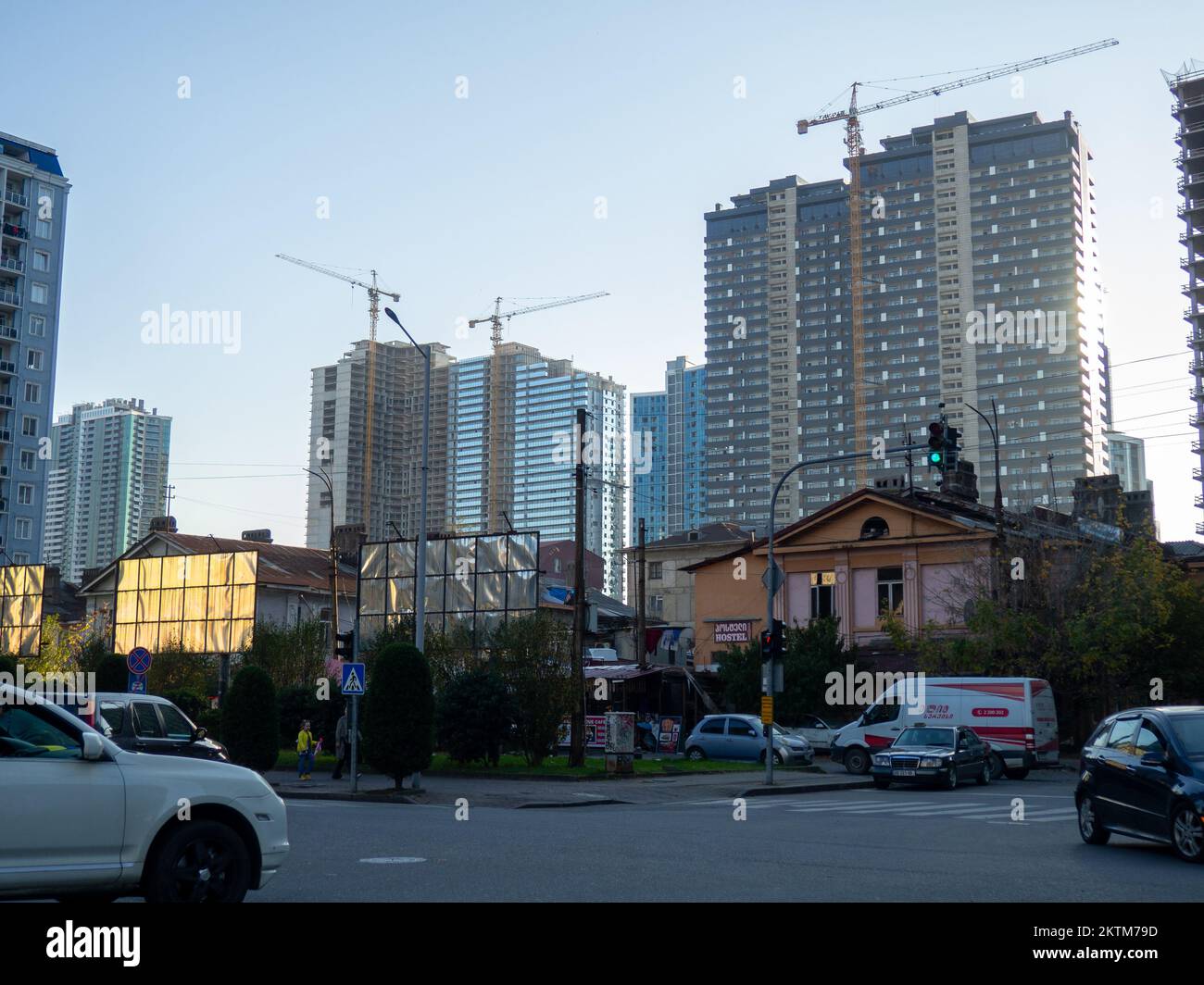 Street scene. Architecture of the modern city. Contrast on the street ...