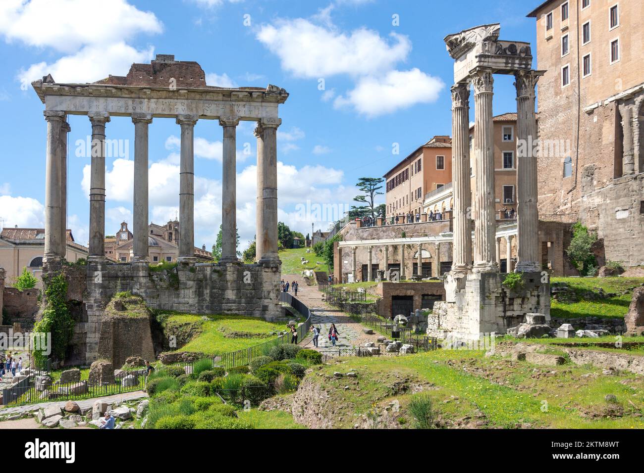 The Roman Forum (Foro Romano) ruins from Via della Curia, Central Rome ...