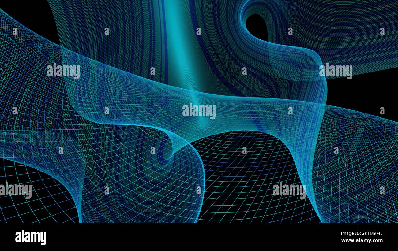 Smooth spinning bended wave surface on a black background. Design ...
