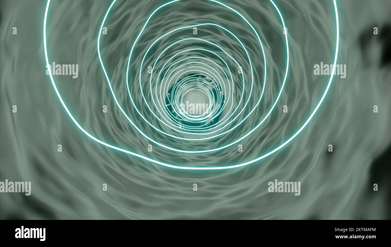 Abstract liquid vortex and hypnotic motion of concentric rings. Design ...