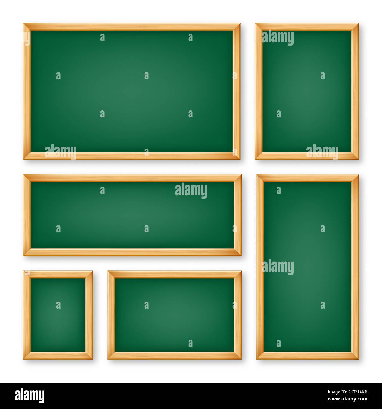 Realistic various chalkboards in a wooden frame. Green restaurant menu ...