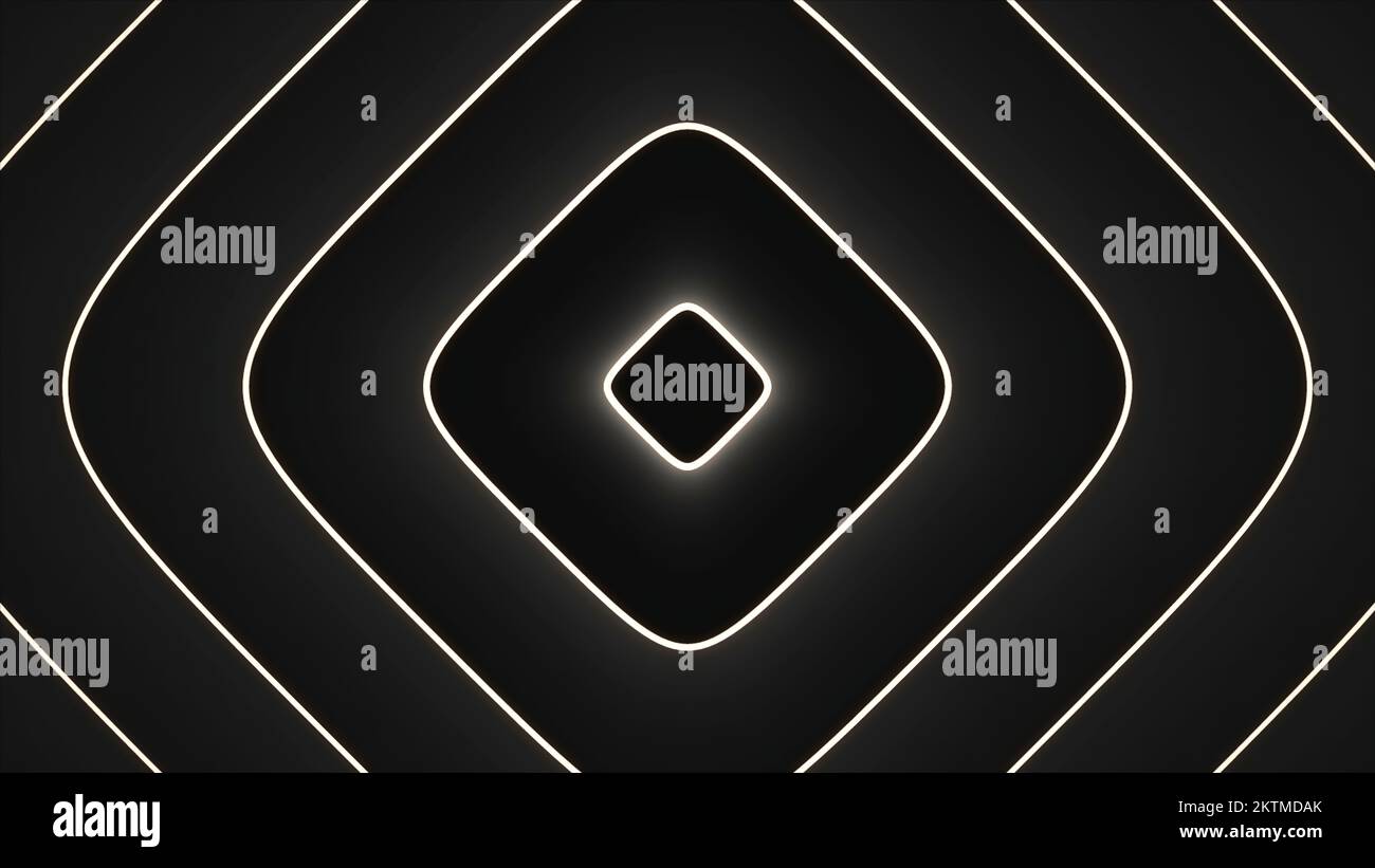 Abstract monochrome neon rhombus tunnel background. Motion. White neon ...