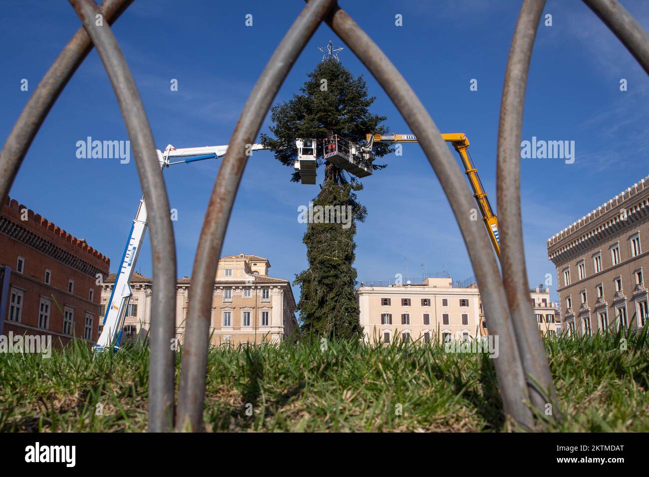 Rome, Italy. 29th Nov, 2022. A moment of setting up Christmas Tree in ...