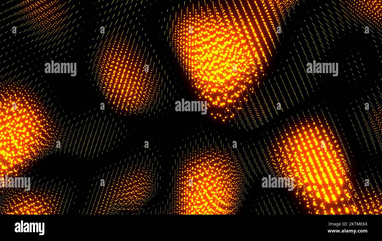 3D abstract surface of many particles in wavy motion. Design. Rippling ...