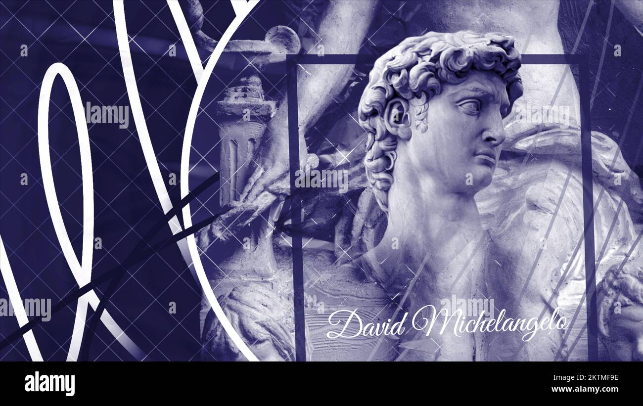 Abstract visualization of David head statue by Michelangelo. Motion ...
