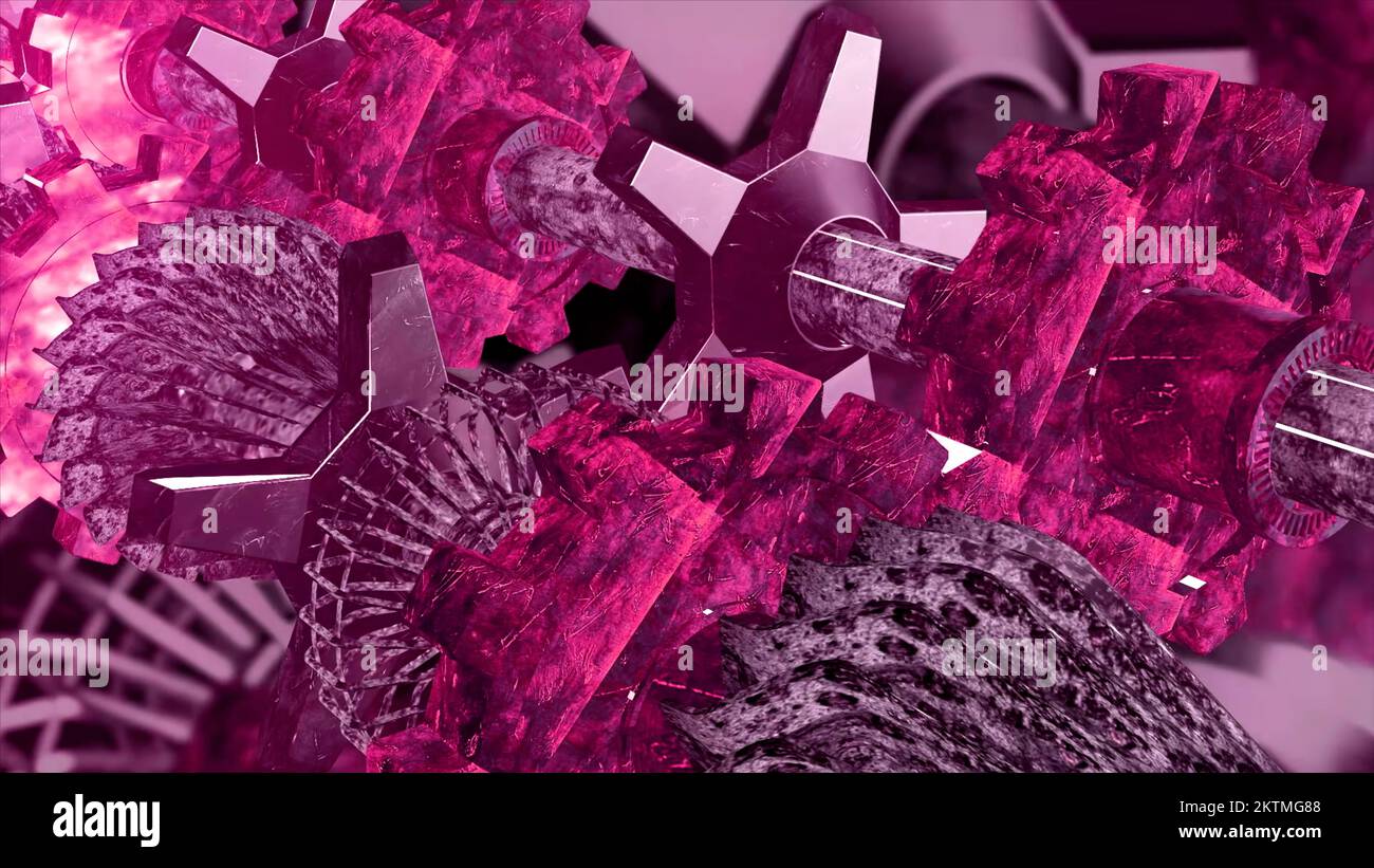 Abstract rotating gears made of emeralds. Motion. Shining working ...