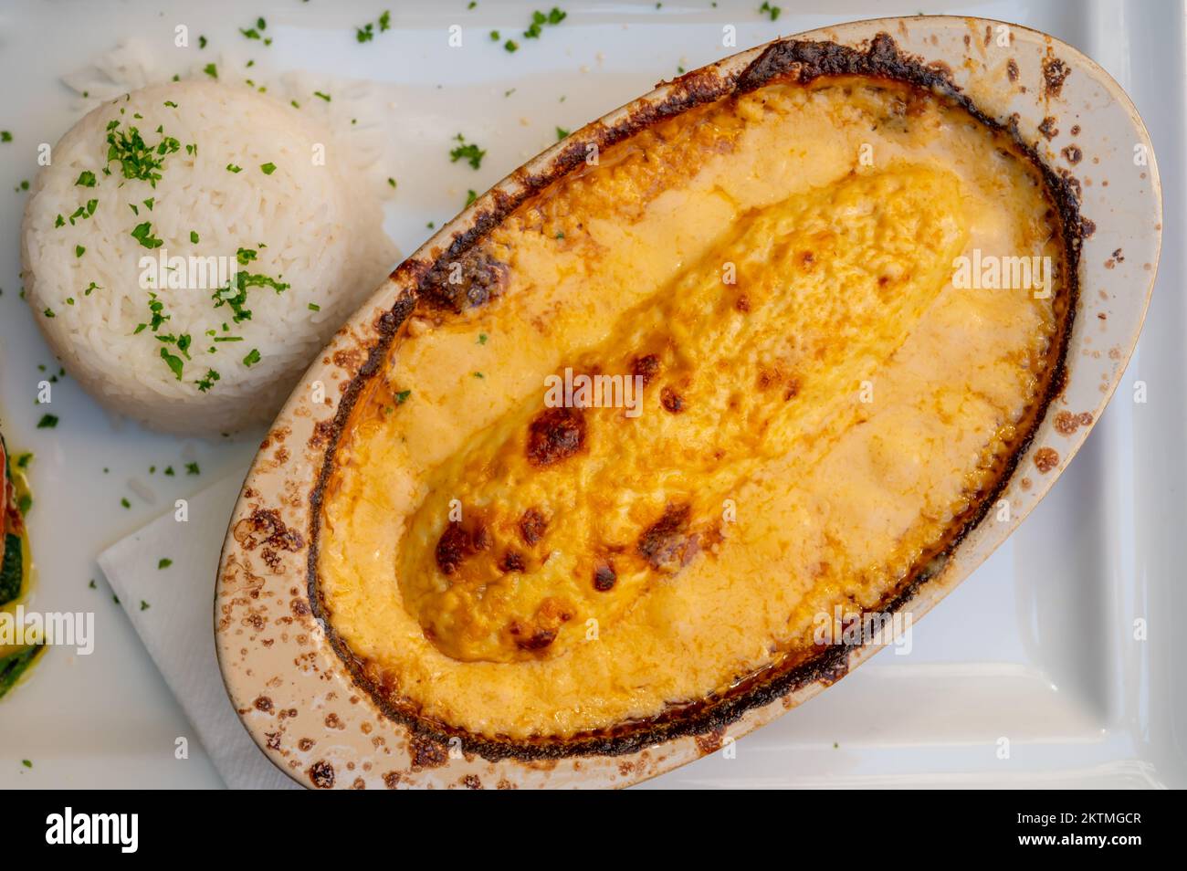 Quenelle, speciality of Lyon, oval-shaped dumplings filled with pike ...