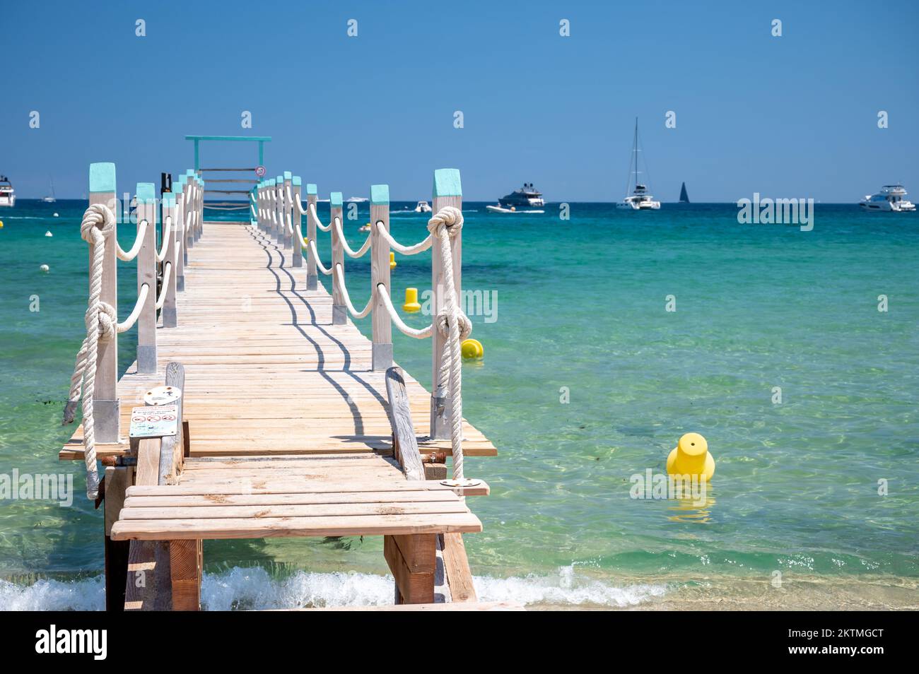 Wooden pier for guests of yachts on legendary Pampelonne beach near ...