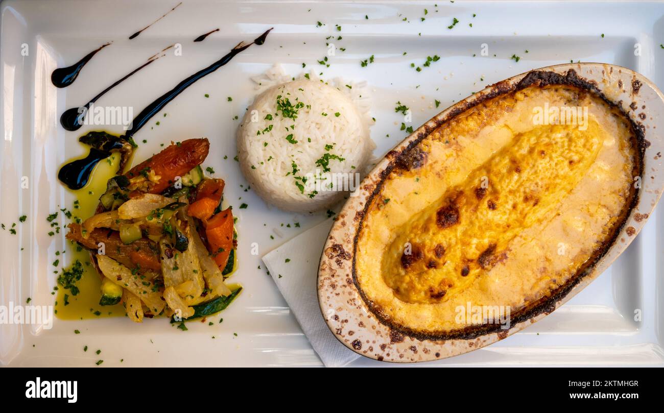 Quenelle, speciality of Lyon, oval-shaped dumplings filled with pike ...