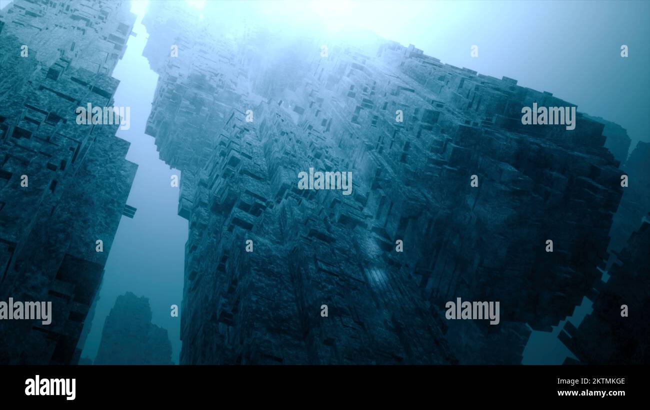 Alien spaceship nearing source of light in outer space. Motion ...