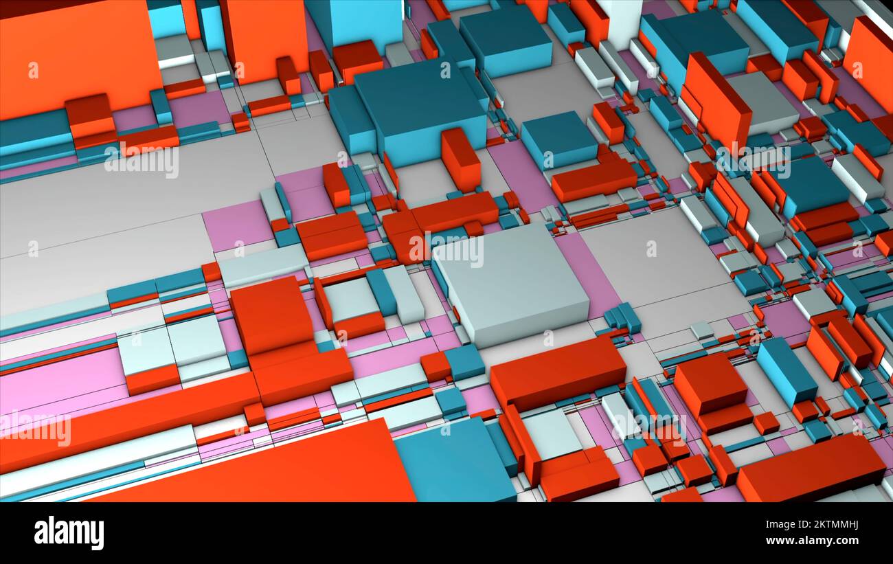 Expanding surface with colorful blocks of different size. Motion ...