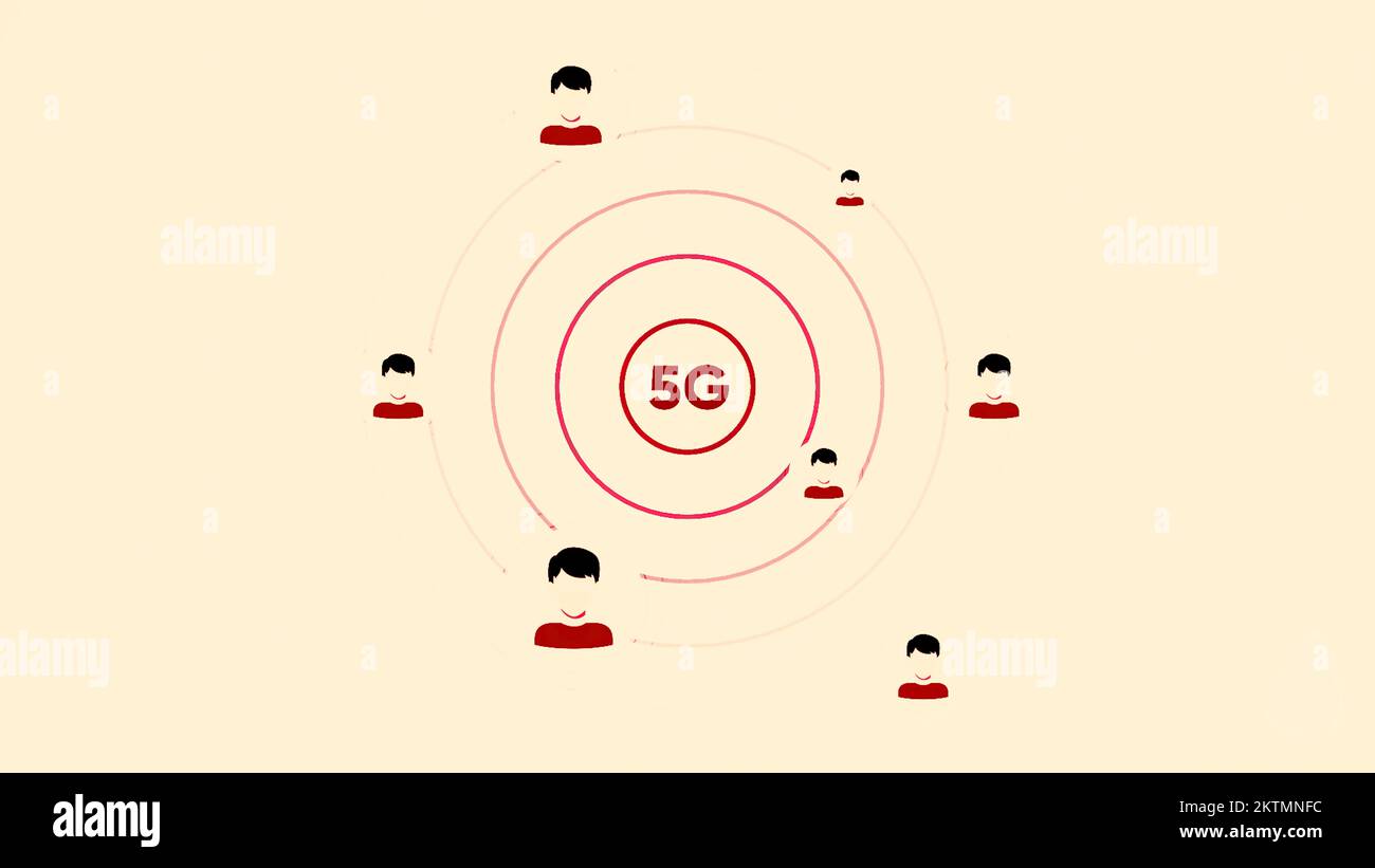 5G network digital concept. Motion. 5G high speed internet network ...