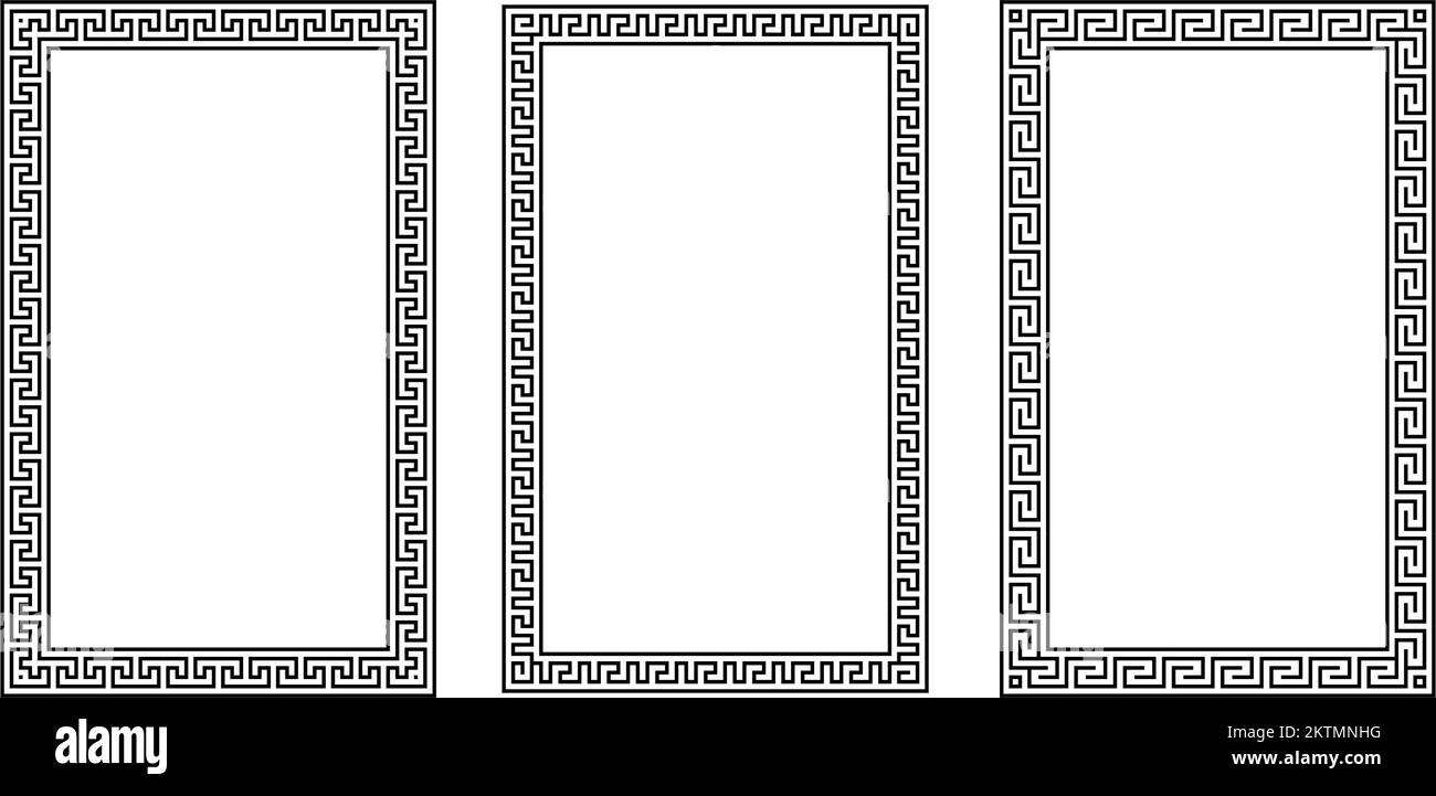 Greek ornament rectangle frame set. Meander square patterns collection ...