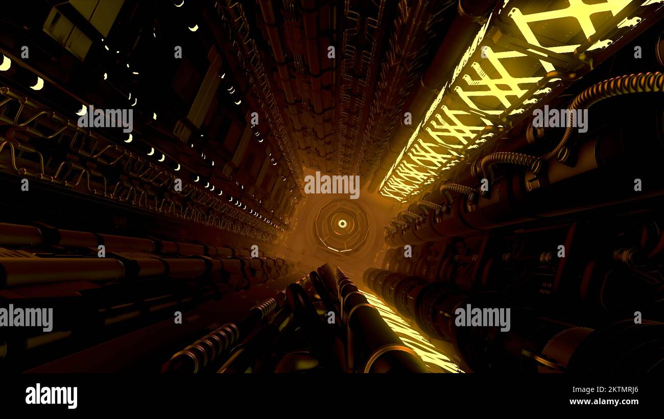 View inside of computer machine. Motion. Abstract digital technological ...