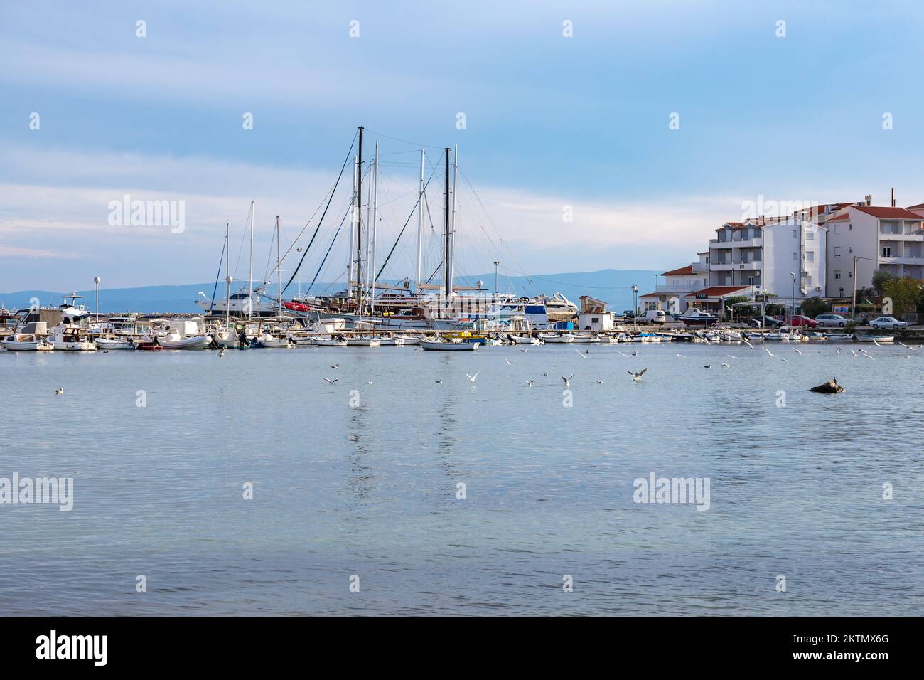 The view from Stobreč village on boats and yacht in the Adriatic sea ...